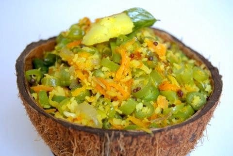 Carrot And Beans Thoran - Kerala Style Veg Stir Fry With Coconut